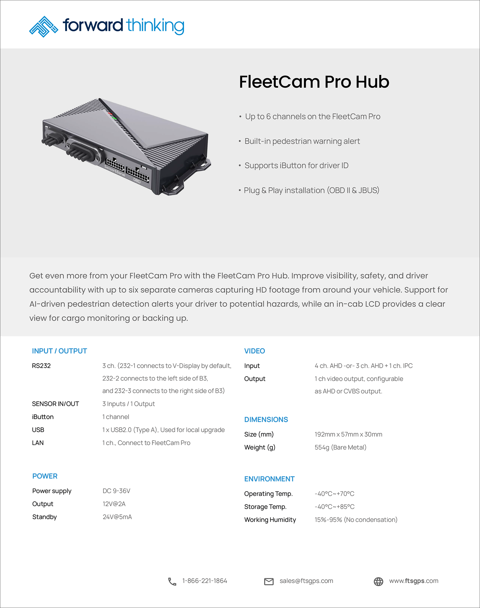 FleetCam Pro Hub product sheet - Forward Thinking Systems