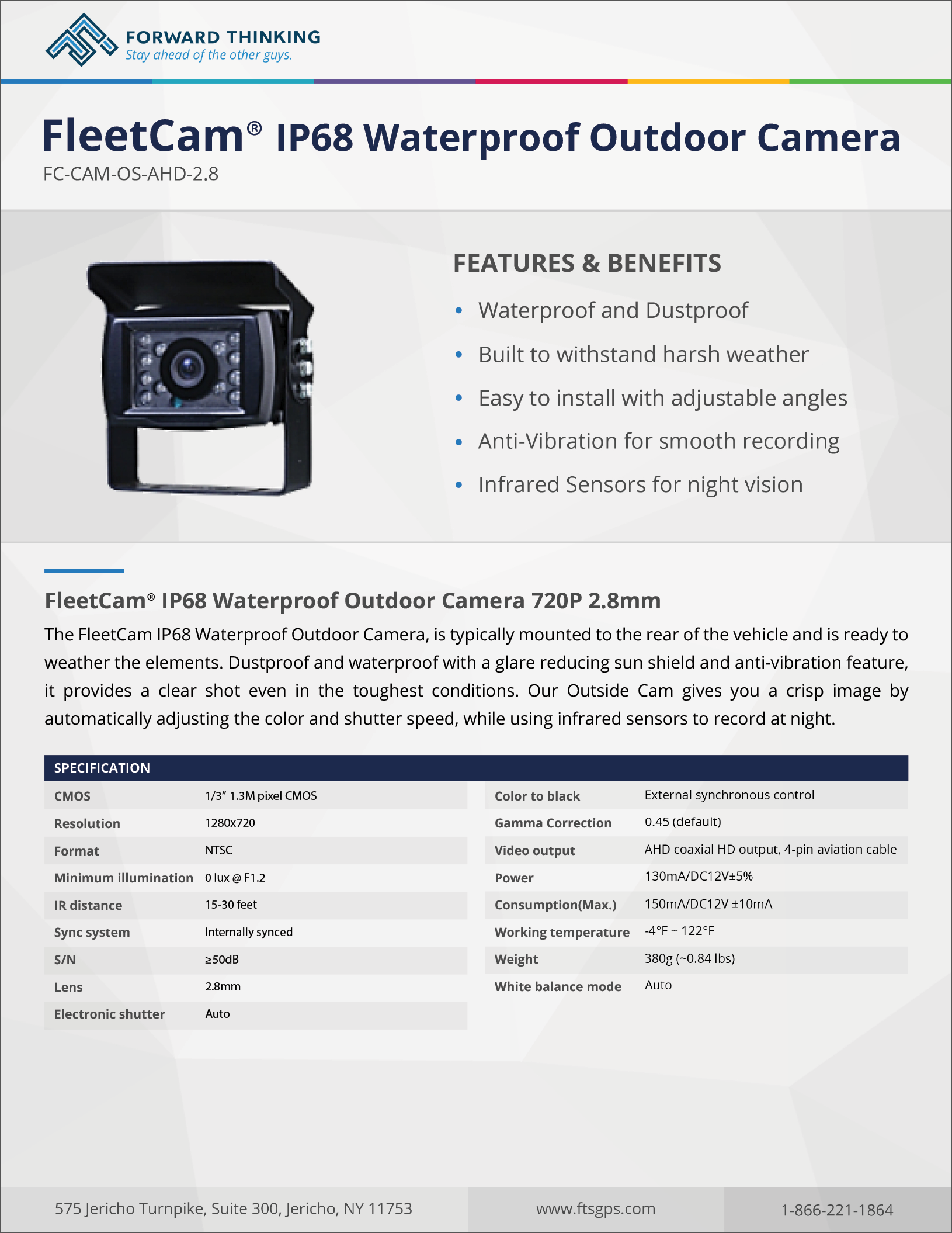 FleetCam Outdoor AHD Camera product sheet - Forward Thinking Systems