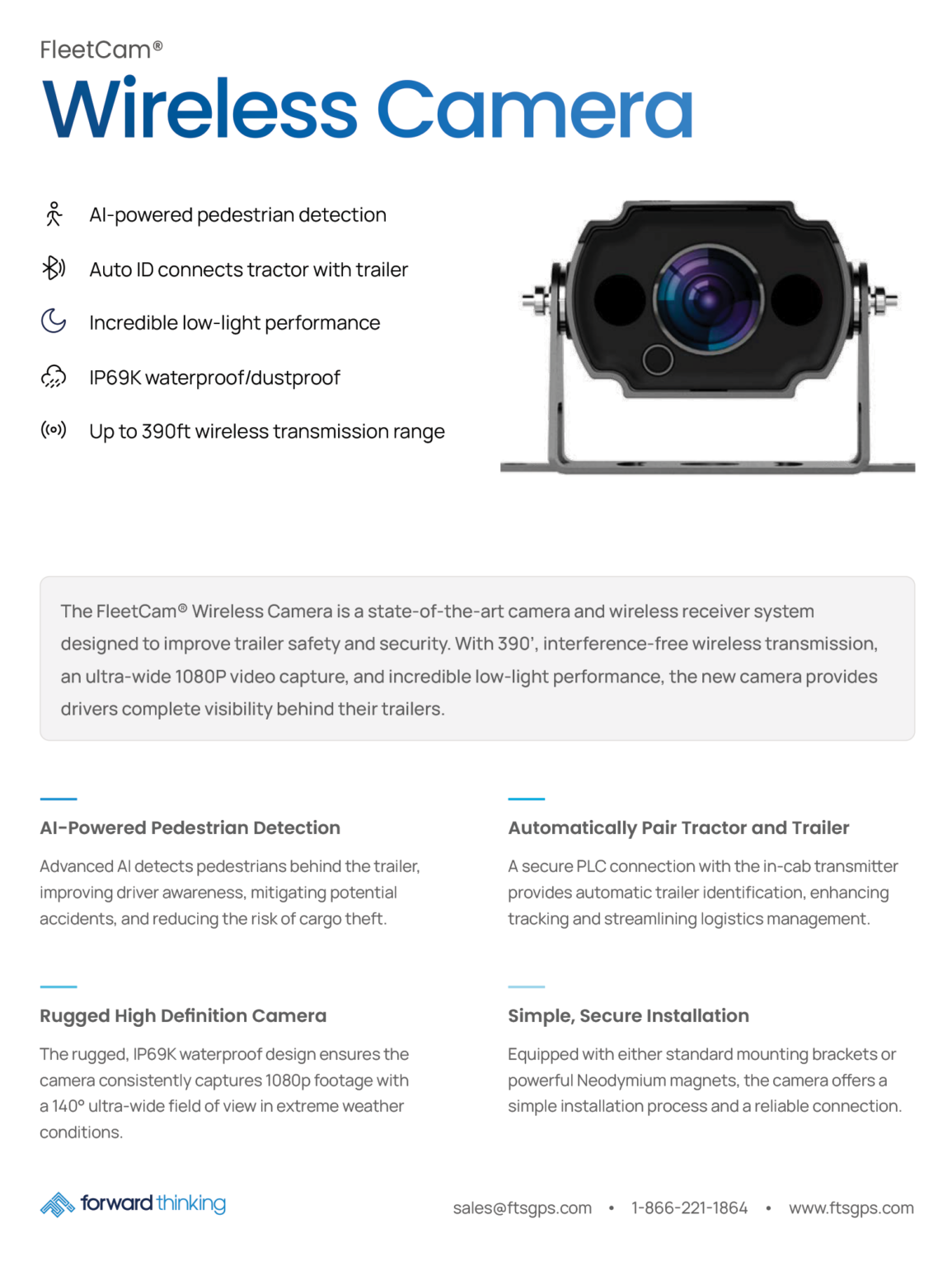 FleetCam Wireless Camera product sheet - Forward Thinking Systems