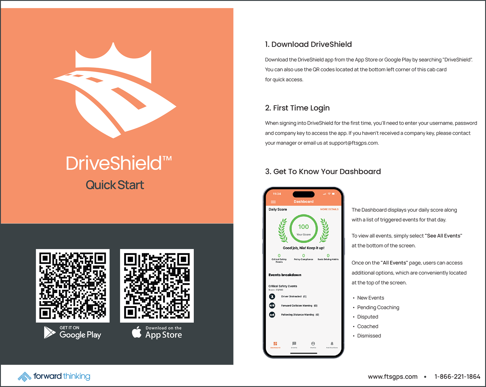 DriveShield Quick Start Card - Forward Thinking Systems