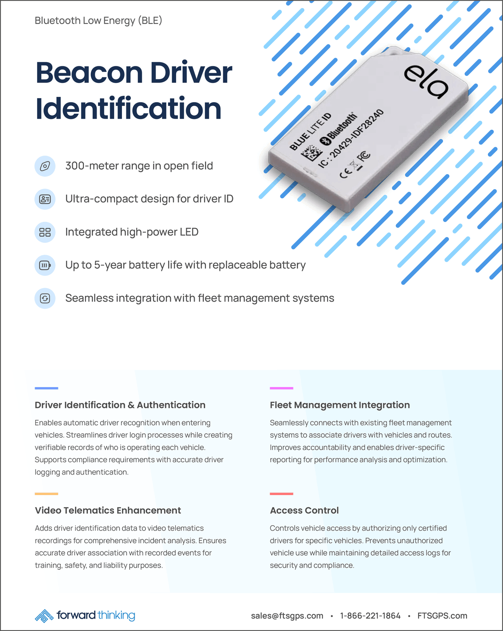 BLE Beacon Driver ID product sheet - Forward Thinking Systems