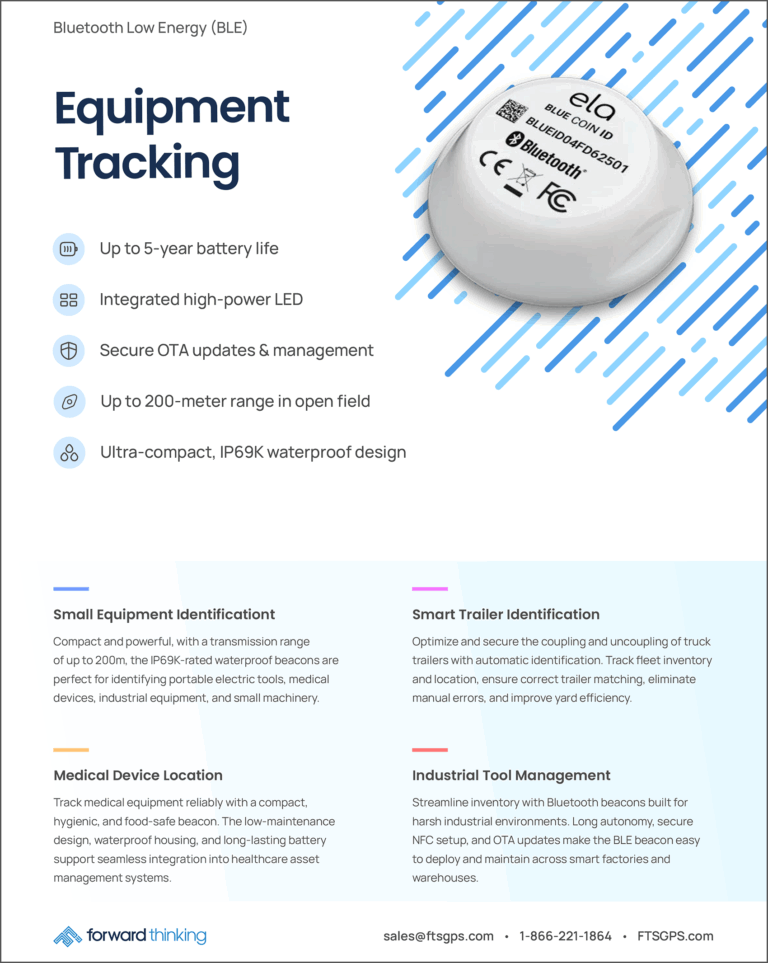 BLE Beacon Equipment Tracker product sheet - Forward Thinking Systems