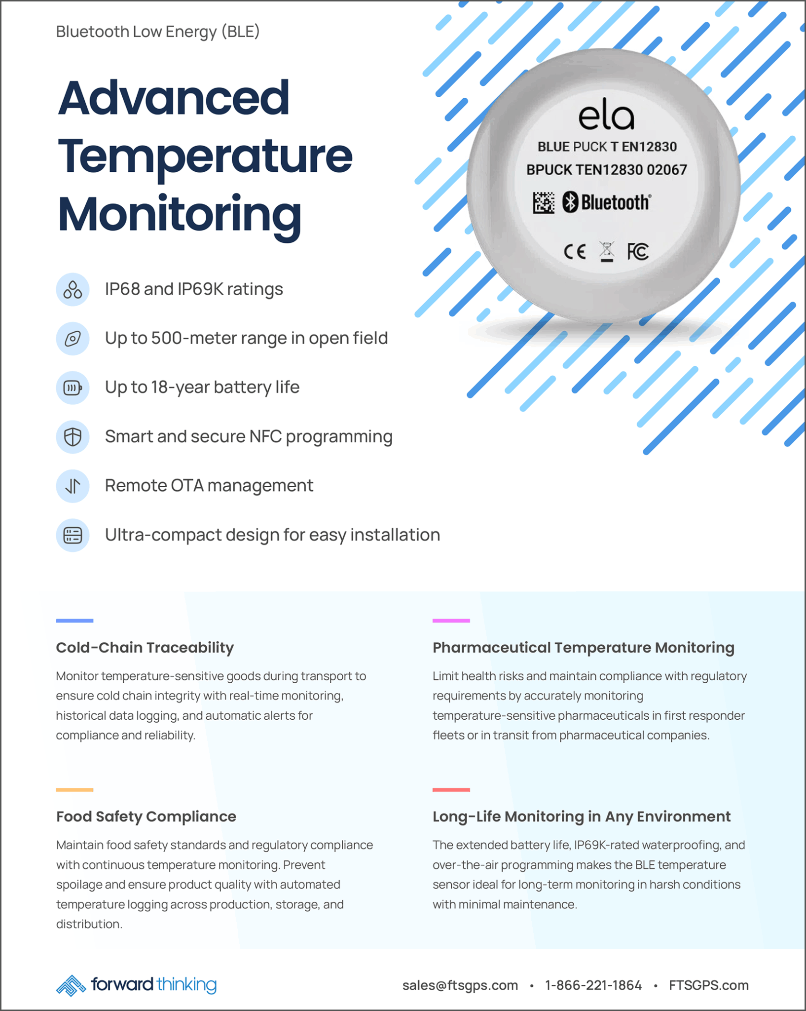 BLE Beacon Temperature Tracking product sheet - Forward Thinking Systems