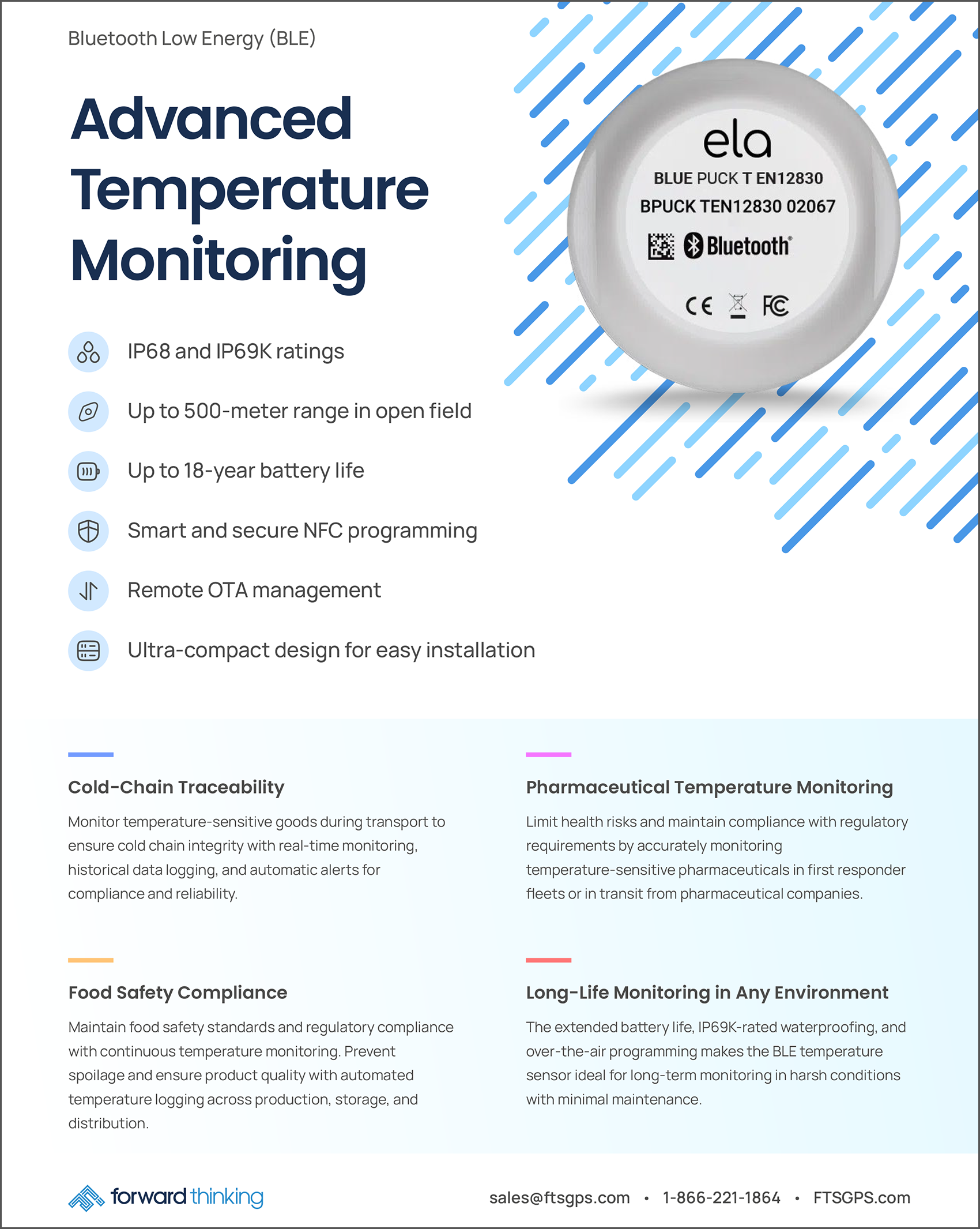 BLE Beacon Temperature Tracking product sheet - Forward Thinking Systems