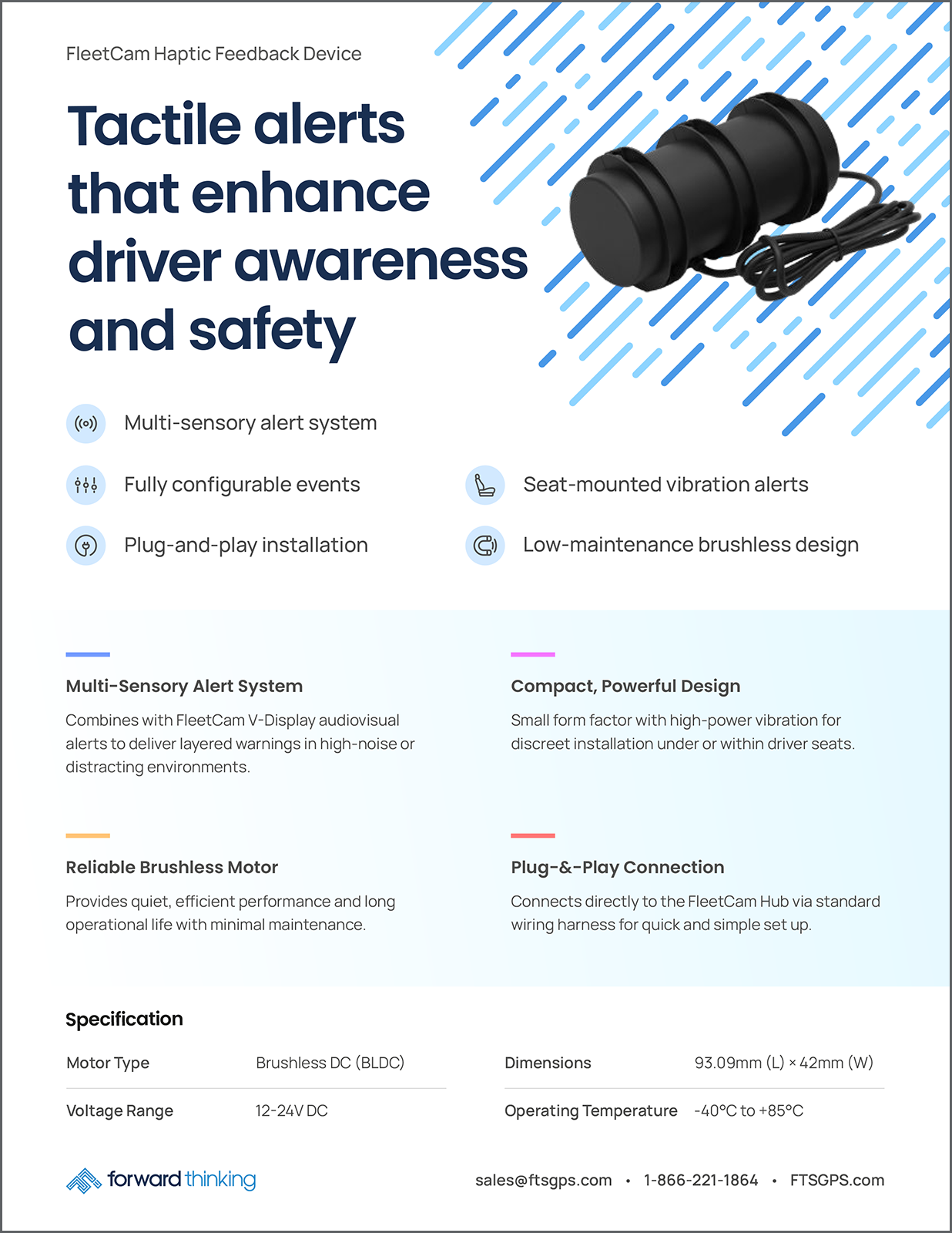 FleetCam Pro Haptic Feedback Product Sheet - Forward Thinking Systems